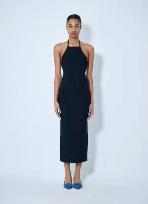 Jacquemus Halterneck Ribbed Knit Dress - Blue