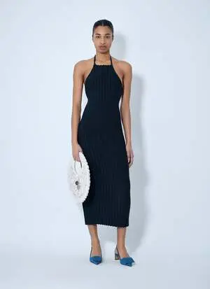 Jacquemus Halterneck Ribbed Knit Dress - Blue