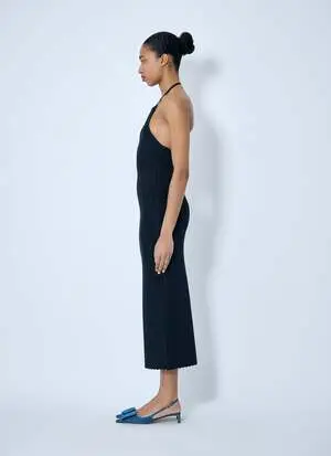 Jacquemus Halterneck Ribbed Knit Dress - Blue