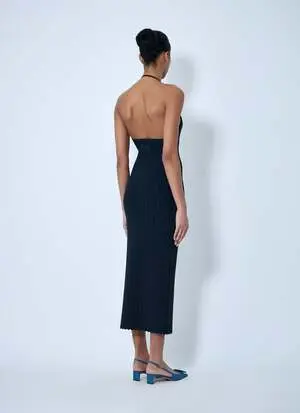 Jacquemus Halterneck Ribbed Knit Dress - Blue