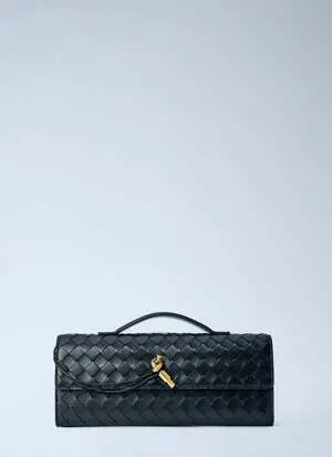 Bottega Veneta Long Andiamo Clutch - Black