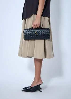 Bottega Veneta Long Andiamo Clutch - Black