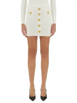 Balmain Knit Skirt - White
