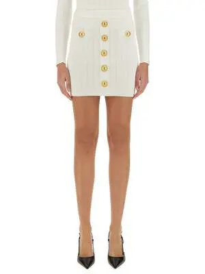 Balmain Knit Skirt - White