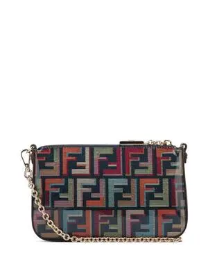 Fendi Multicolour Glazed Ff Fabric Baguette Pouch With Chain