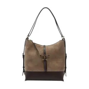 TOD'S Medium T-timeless Suede Backpack And Shoulder Bag - Cream