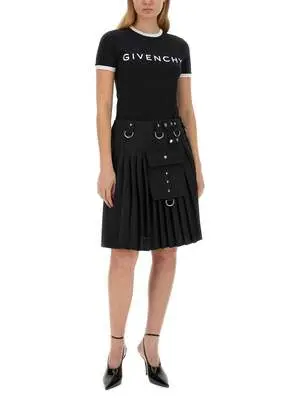 Givenchy Wool Blend Pleated Kilt Skirt