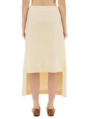 JIL SANDER Wool Midi Skirt - Cream