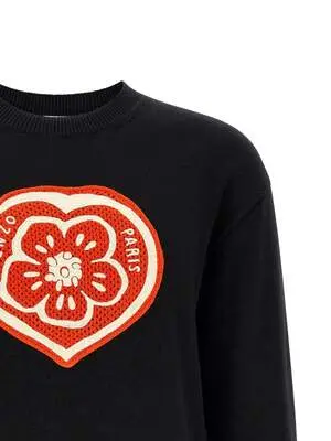 Kenzo Crewneck Sweater With Heart Embroidery