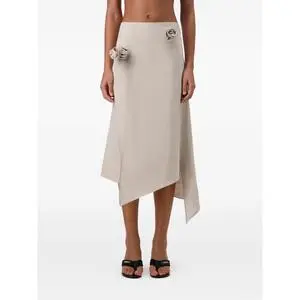 Coperni Asymmetric Floral Detail Linen Skirt - Cream