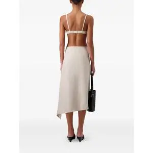 Coperni Asymmetric Floral Detail Linen Skirt - Cream