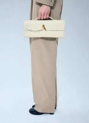 Bottega Veneta Long Andiamo Clutch - White