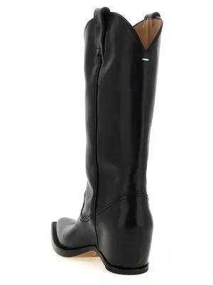 MAISON MARGIELA Vintage-effect Leather Heel-less Boots - Black