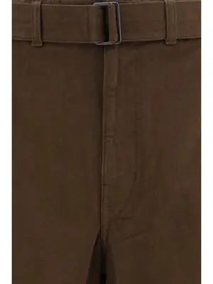 LEMAIRE Heavy Dyed Twill Belted Trousers - Brown