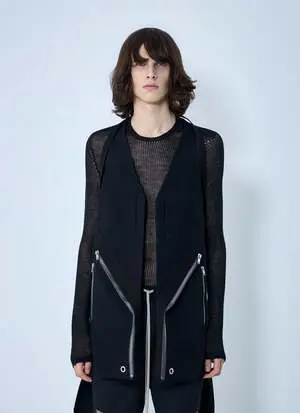 Rick Owens Asymmetric Zip Detail Vest - Black