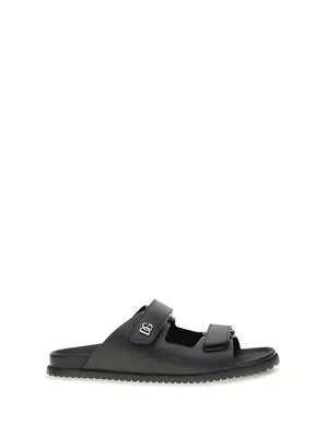 Dolce & Gabbana Calfskin Leather Sandals - Black