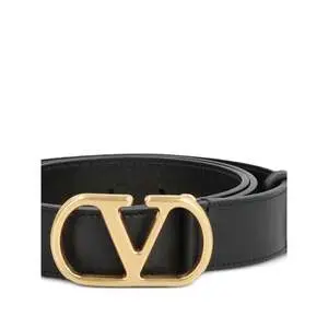 Valentino Garavani Vlogo Signature Leather Belt - Black