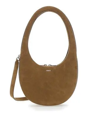 Coperni Coperni Women 'Swipe' Brown Shoulder Bag With Embossed Logo And Adjustable Removable Strap In Suede Women Multicolor