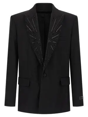 Balmain Crystal Blazer - Black