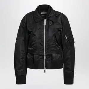 Sacai Satin-effect Nylon Zip Bomber Jacket - Black