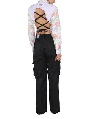 MARINE SERRE Floral Print Open Back Shirt - Multicolor