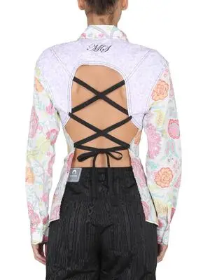 MARINE SERRE Floral Print Open Back Shirt - Multicolor
