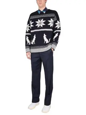 Etro Virgin Wool Inlaid Pattern Sweater - Blue