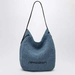 JW Anderson Small Bulb Bag In Beads And Calf Leather - Blue