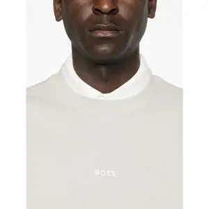 BOSS Cotton Logo Detail Sweatshirt - Cream