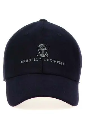 Brunello Cucinelli Logo Embroidery Cap - Blue