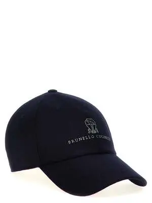 Brunello Cucinelli Embroidered Wool Cap - Blue