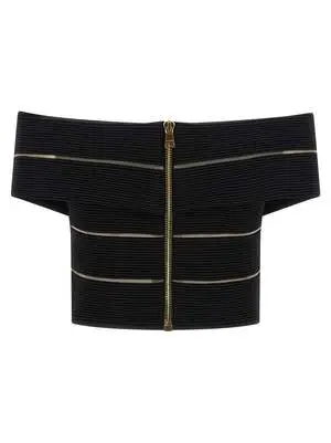 Balmain Off-the-shoulder Crop Top