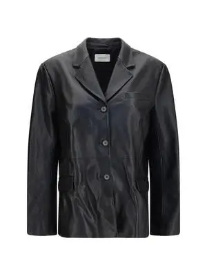Magda Butrym Leather Blazer Jacket - Black