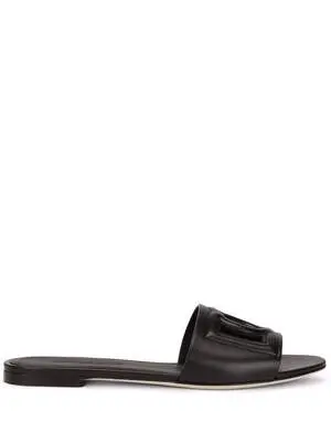 Dolce & Gabbana Dg Logo Leather Flat Sandals - Multicolor