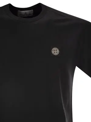 Stone Island Slim Fit T-shirt With Compass Patch - Black
