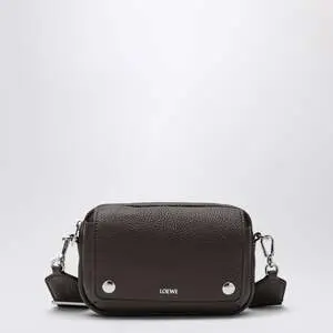 Loewe Small Pebble Crossbody Bag In Chocolate Grained Leather - Brown