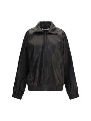 Acne Studios Leather Jacket With High Collar - Black