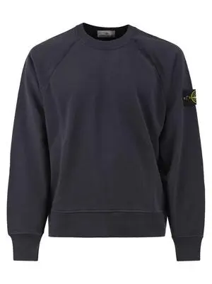 Stone Island Cotton Crew Neck Sweatshirt With Compass Badge - Blue