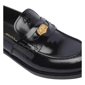Miu Miu Logo Loafers - Black
