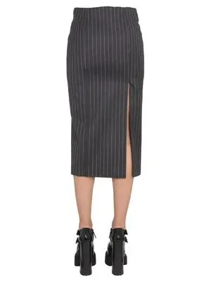 Versace Pinstripe Pencil Skirt - Gray