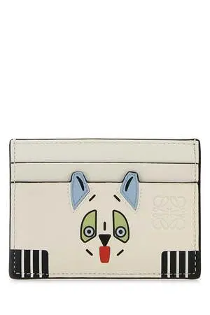 Loewe Ivory Leather Futurist Cats Card Holder - White