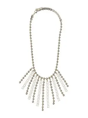 Alessandra Rich Crystal And Fringe Chain Necklace - Silver