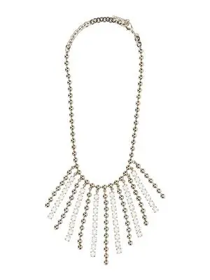 Alessandra Rich Crystal Fringe Necklace - Silver