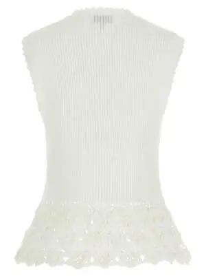 GANNI Cotton Crochet Vest - White