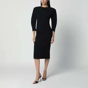 Andamane Midi Dress With Rounded Shoulders - Black