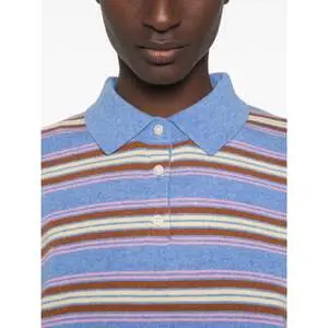 Guest In Residence Cashmere Striped Polo - Blue