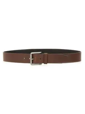 BOSS Leather Belt With Buckle - Brown