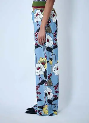 Marni Wide-leg Floral Trousers - Blue