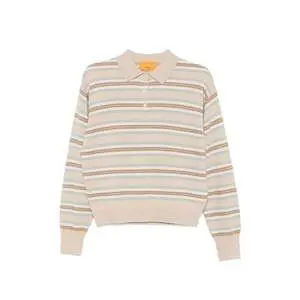 Guest In Residence Striped Cashmere Polo Jumper - Cream