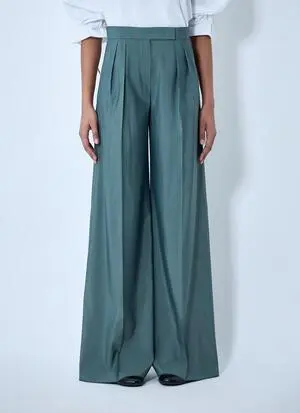 Max Mara High-waisted Wide-leg Trousers - Green